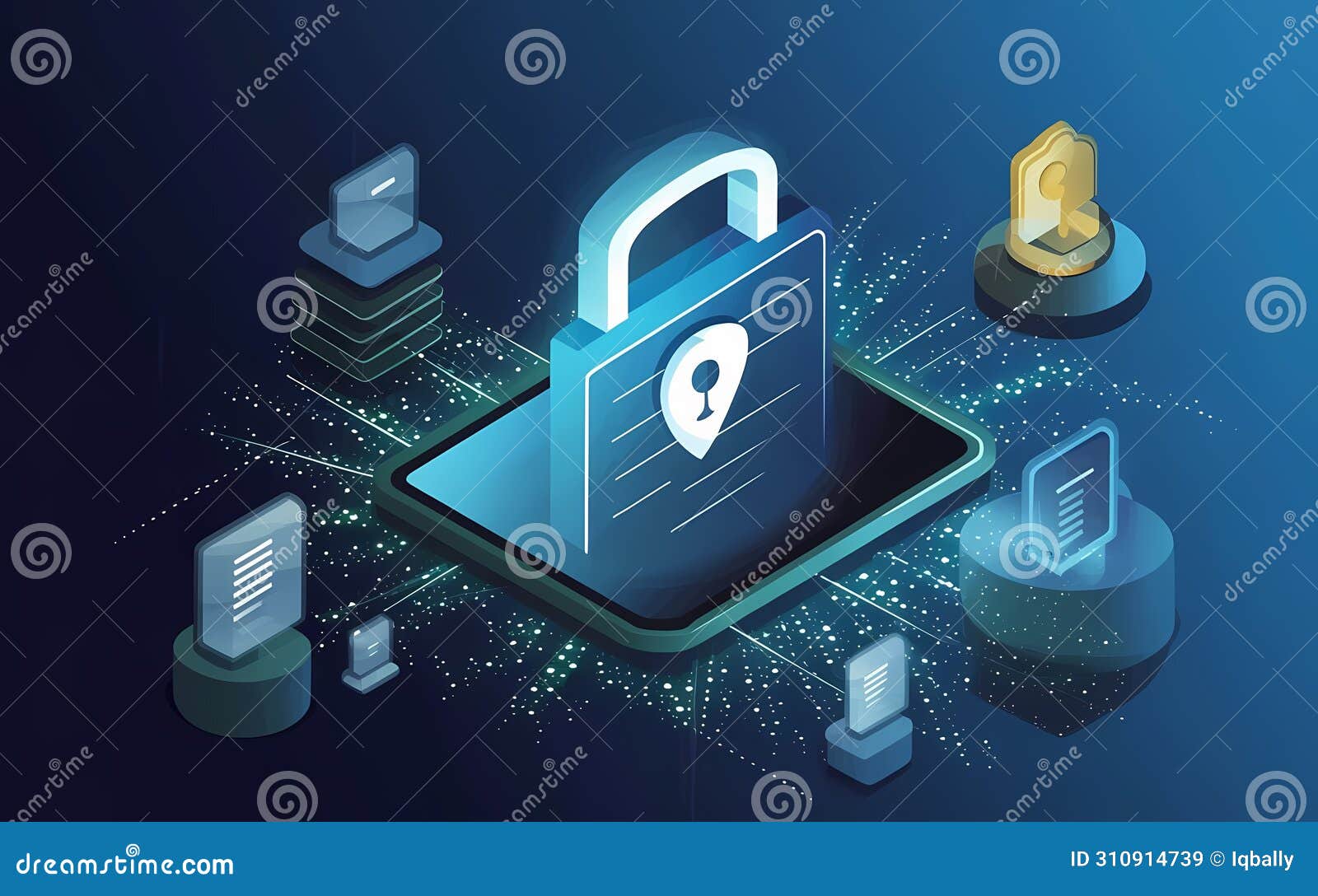 Guardians of Privacy. a Futuristic Illustration of Digital Data ...