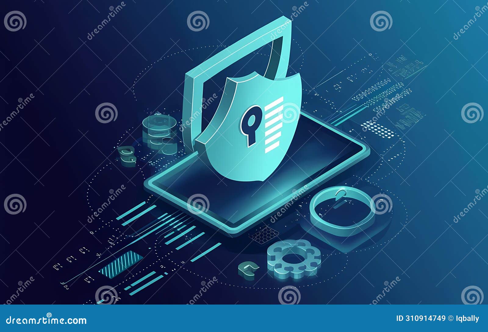 Guardians of Privacy. a Futuristic Illustration of Digital Data ...