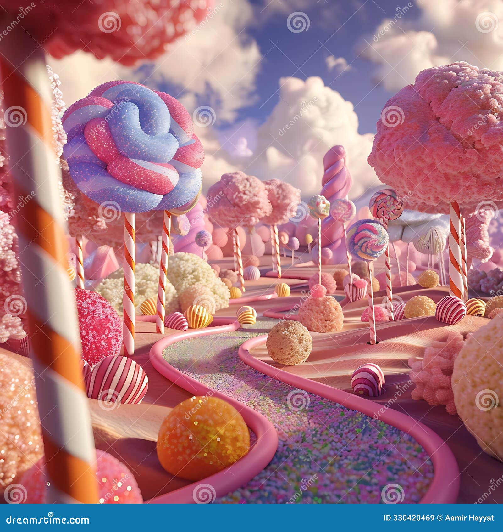Whimsical Candy Land Pathways In A Beautifully Shaped Candy Forest ...