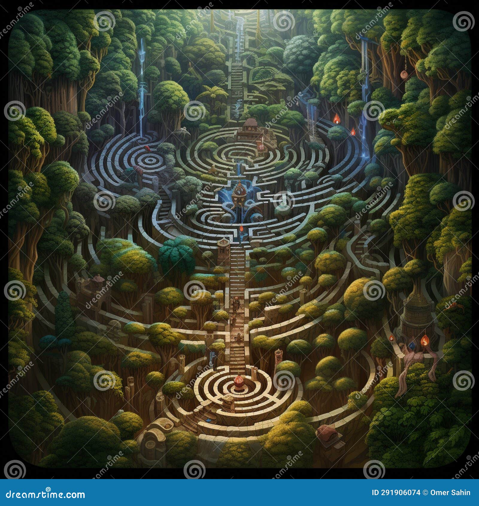 Whimsical Labyrinth With Vibrant Colors Stock Image | CartoonDealer.com ...