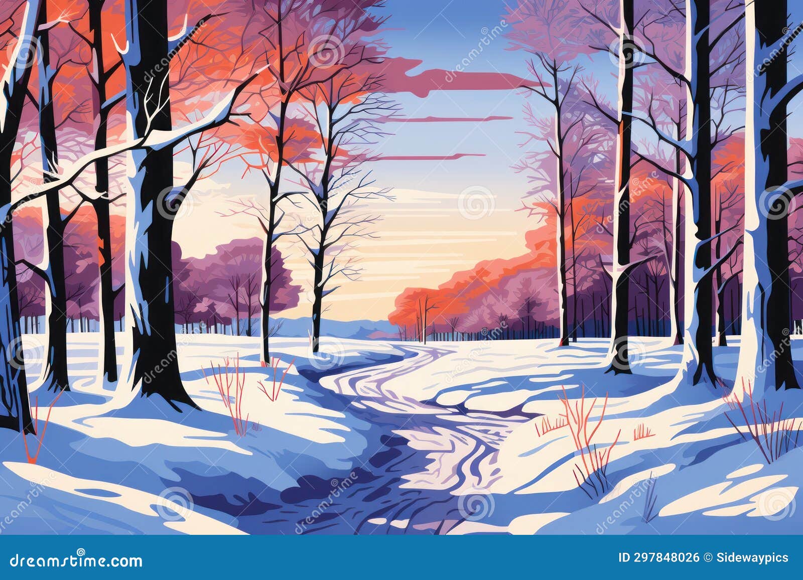 Winter Shadows - Generative AI Stock Illustration - Illustration of vibrant, play: 297848026