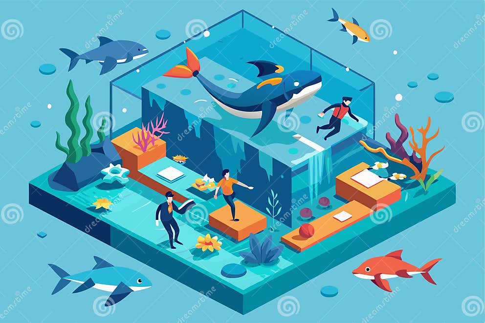 Explore an Engaging Underwater Diving Illustration Showcasing Divers ...