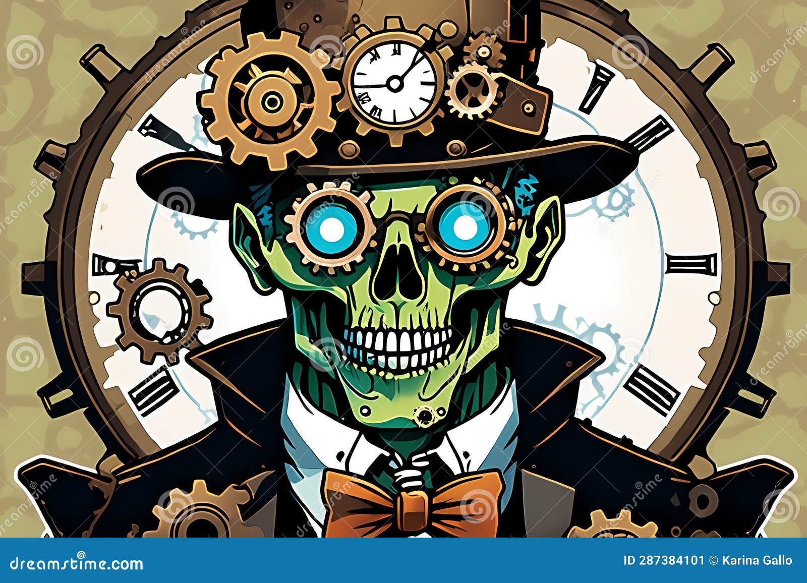 Enigmatic Steampunk Zombie stock illustration. Illustration of anime ...