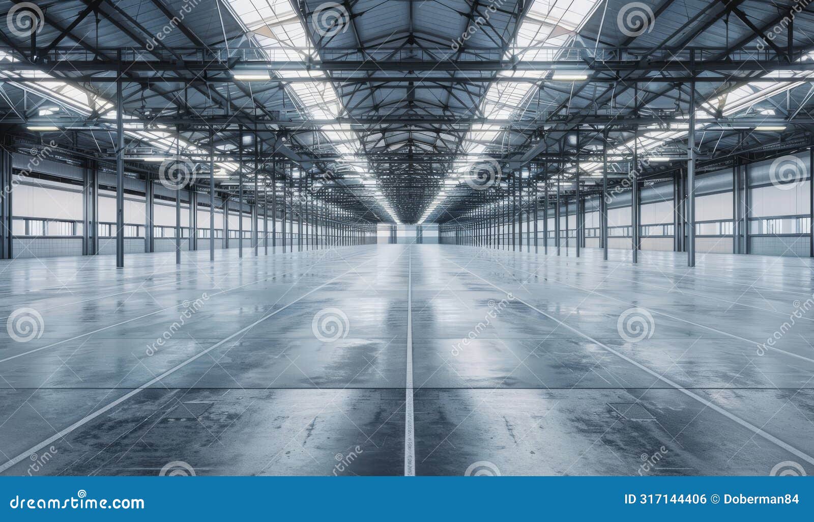 Spacious Empty Warehouse with Large High Ceilings and Symmetric ...