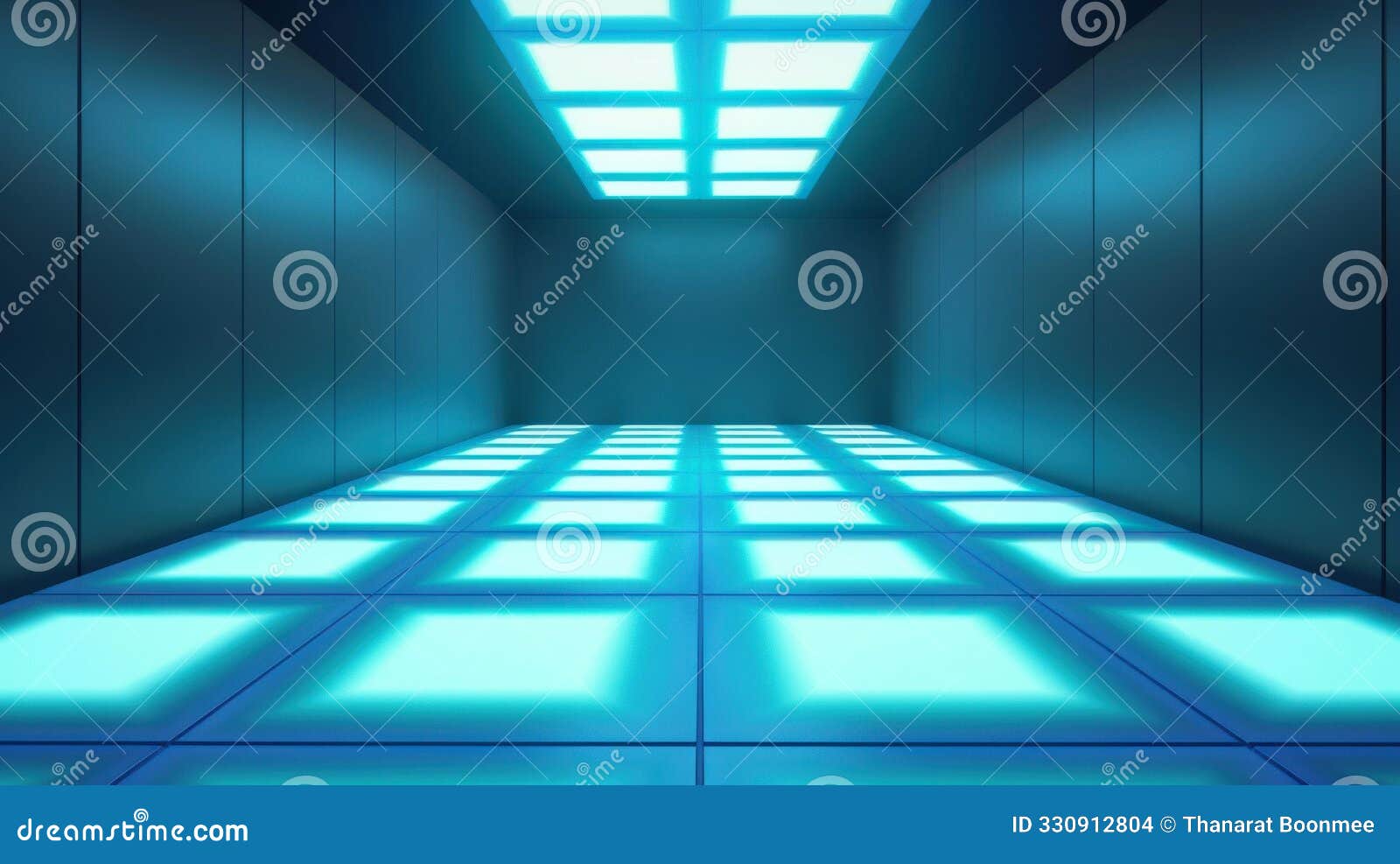 Explore an Expansive 3D Grid Space with a Mesmerizing Blue and Green ...