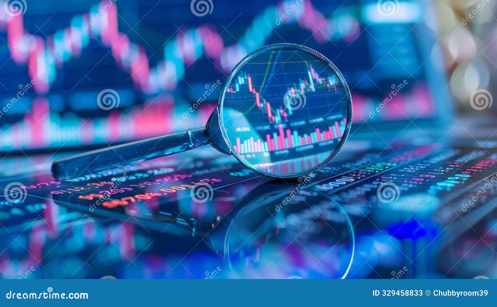Explore Financial Charts through Magnifying Glass for Close Examination ...