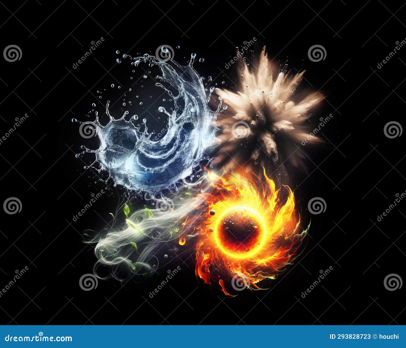 Earth, Water, Air, Fire. Four Elements of Nature. 4 Elements. Isolated ...