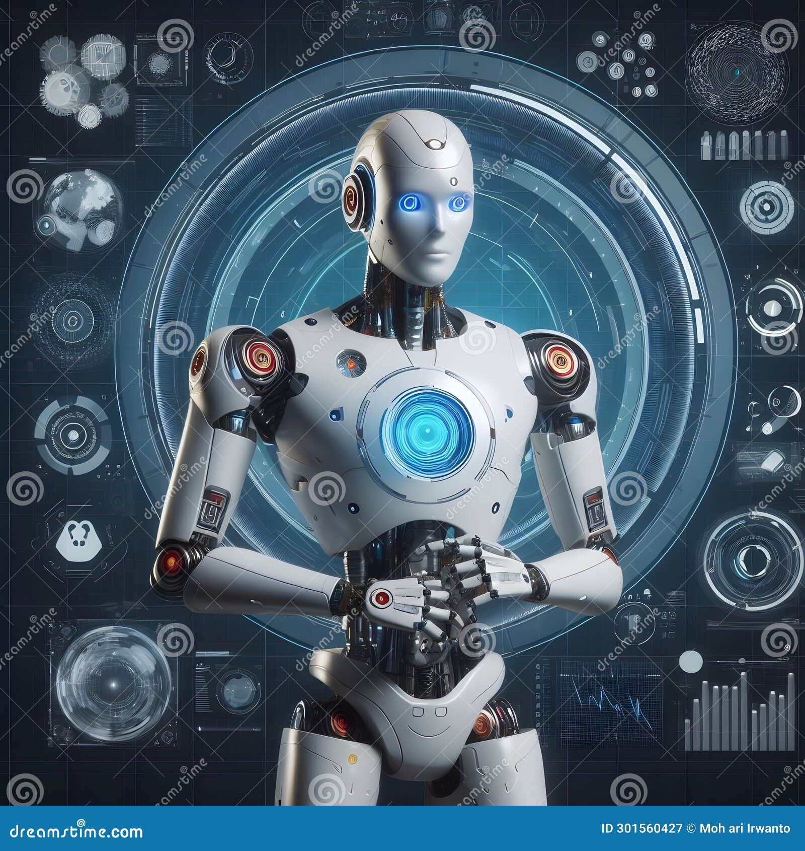 Futuristic AI Robot: Minimalistic 3D Realistic Illustration Eps 15 ...