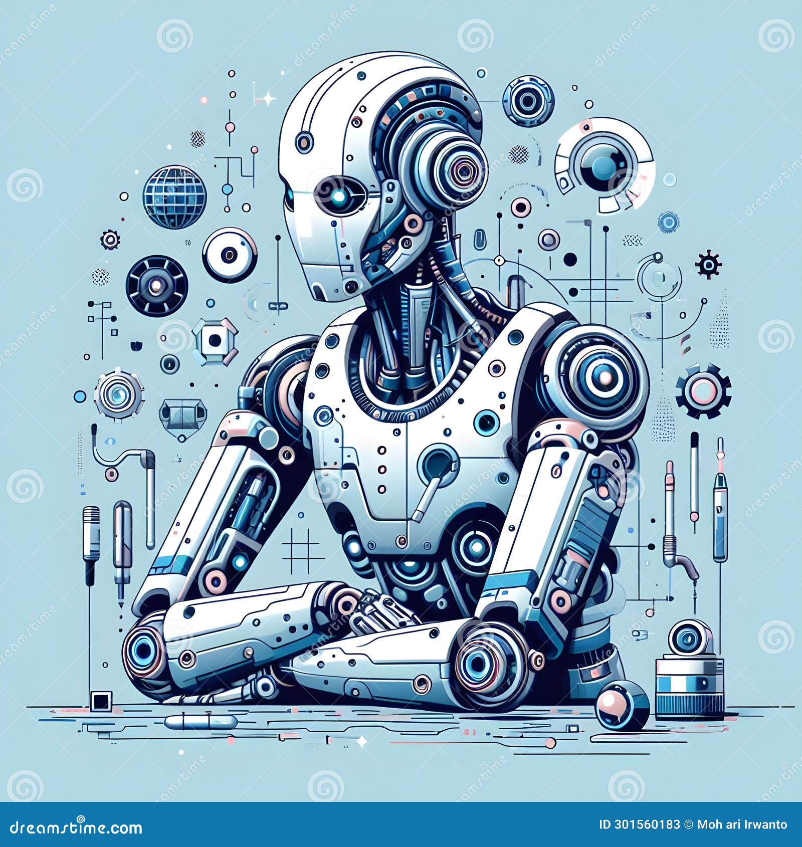 Futuristic AI Robot: Minimalistic 3D Realistic Illustration Eps 32 ...