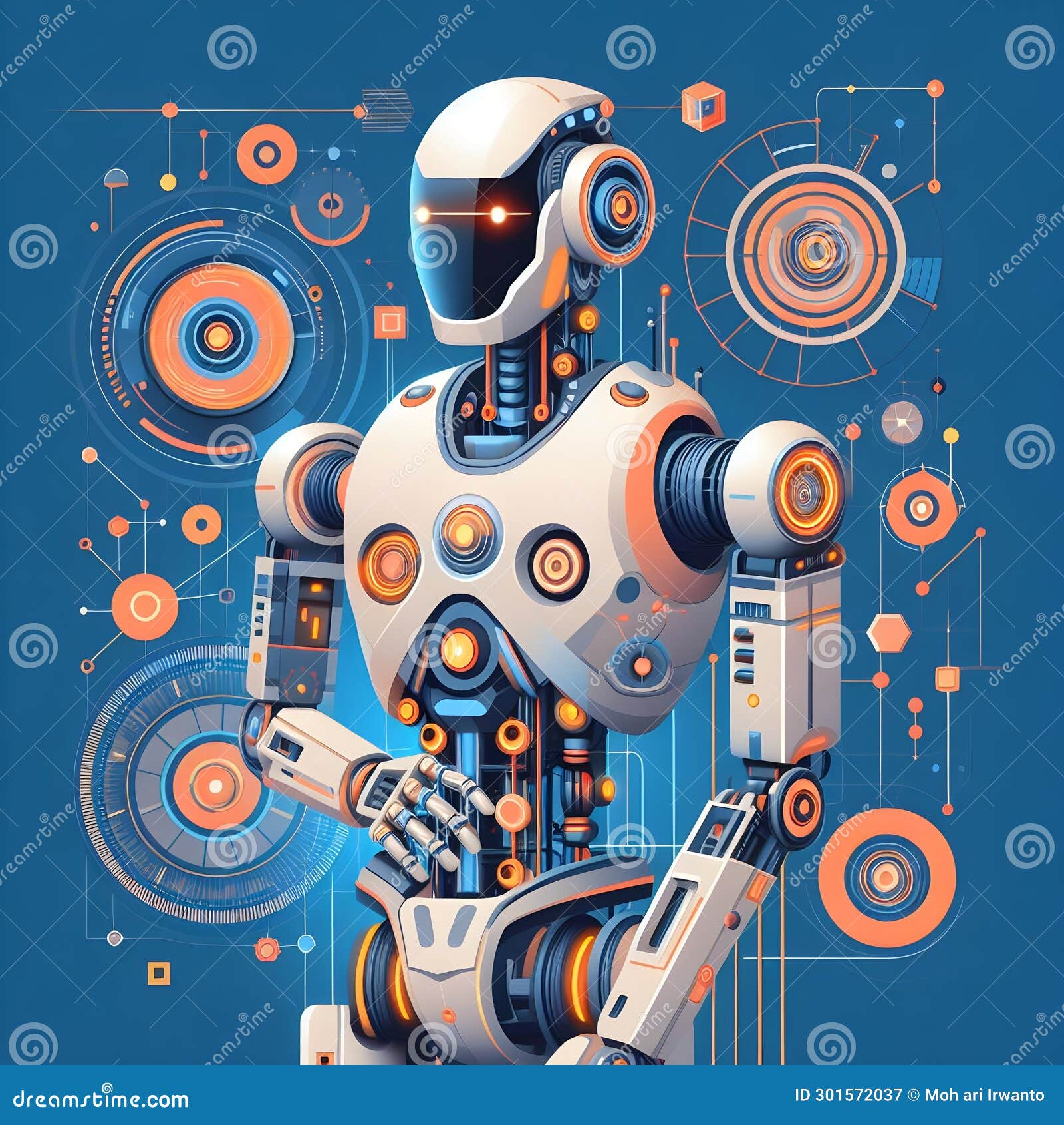 Futuristic AI Robot: Minimalistic 3D Realistic Illustration Eps 3 Stock ...