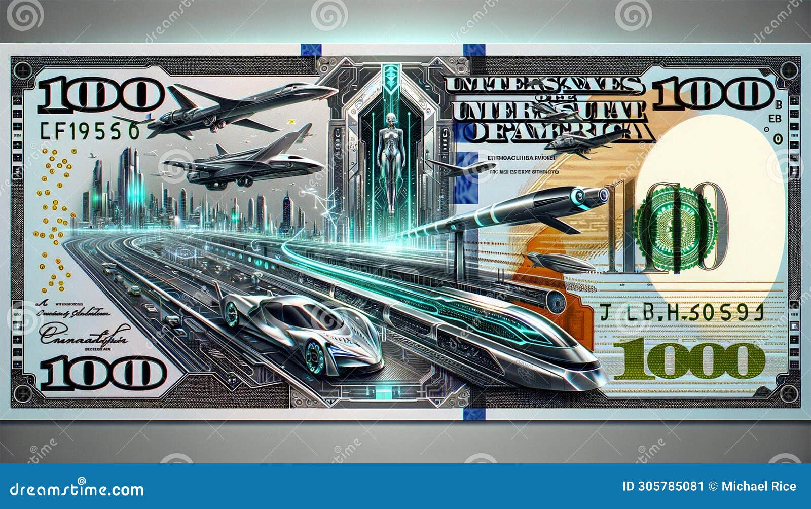 Digital Currency Vision: AI-Enhanced 100 Dollar Bill Stock Illustration ...
