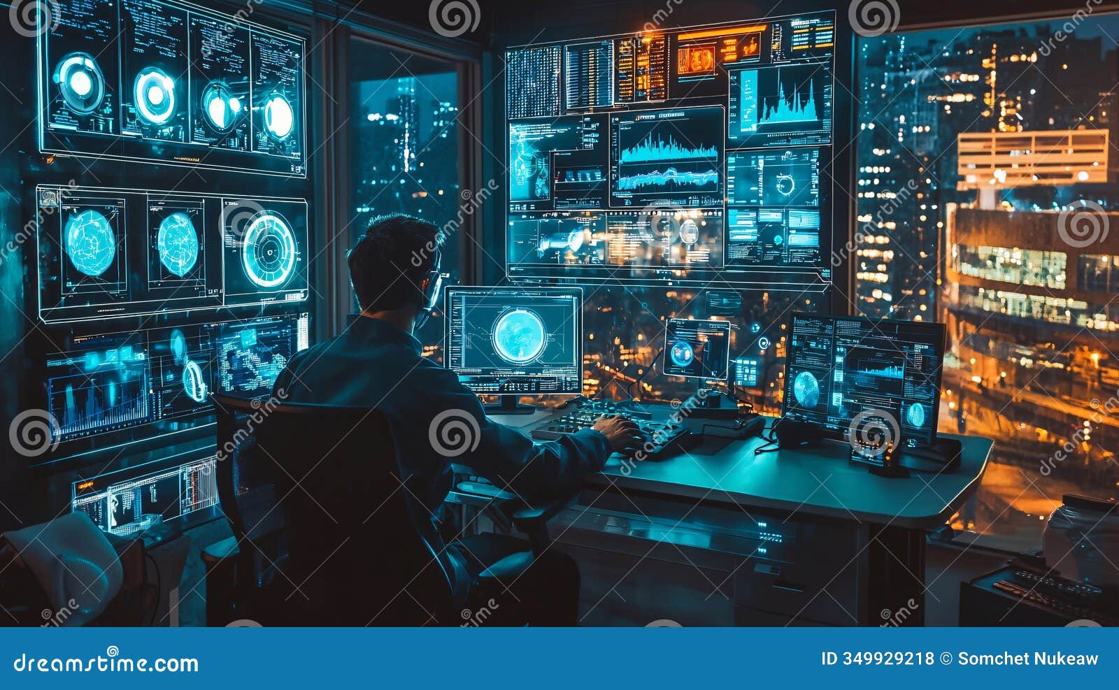 Explore the Future of Health Monitoring in a Cyberpunk Command Center ...