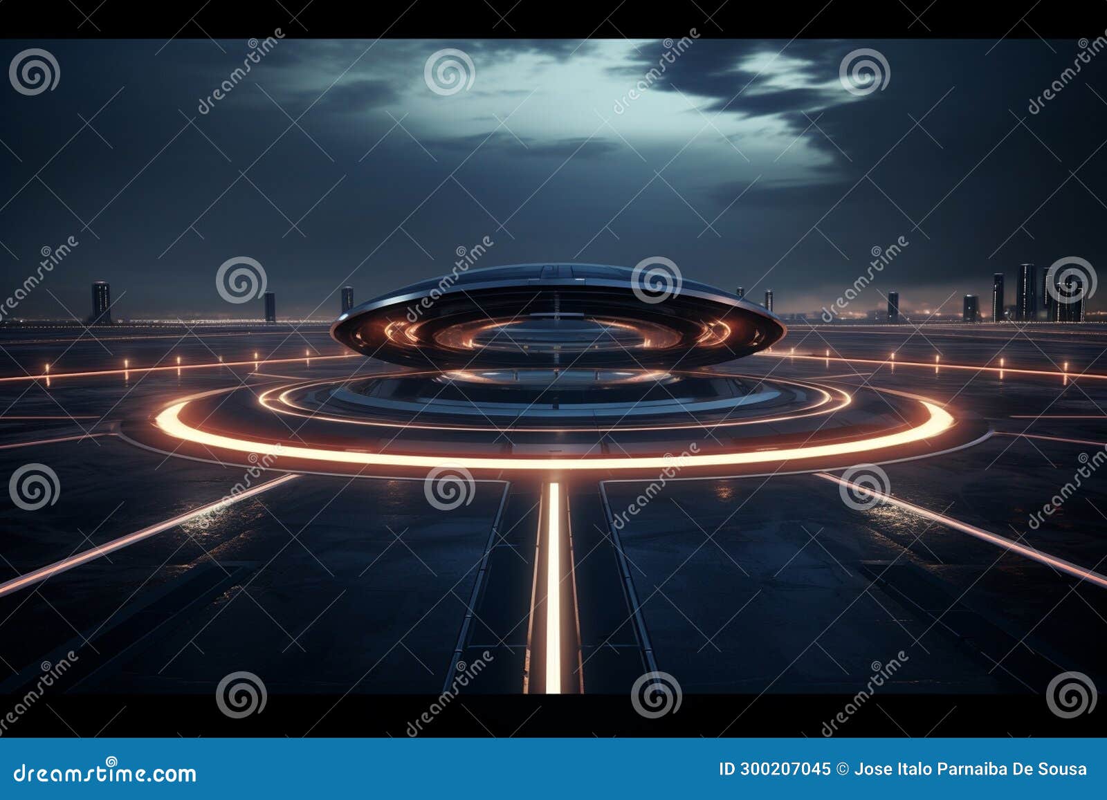 Explore a Futuristic Runway Where Runway Lights Stock Illustration ...