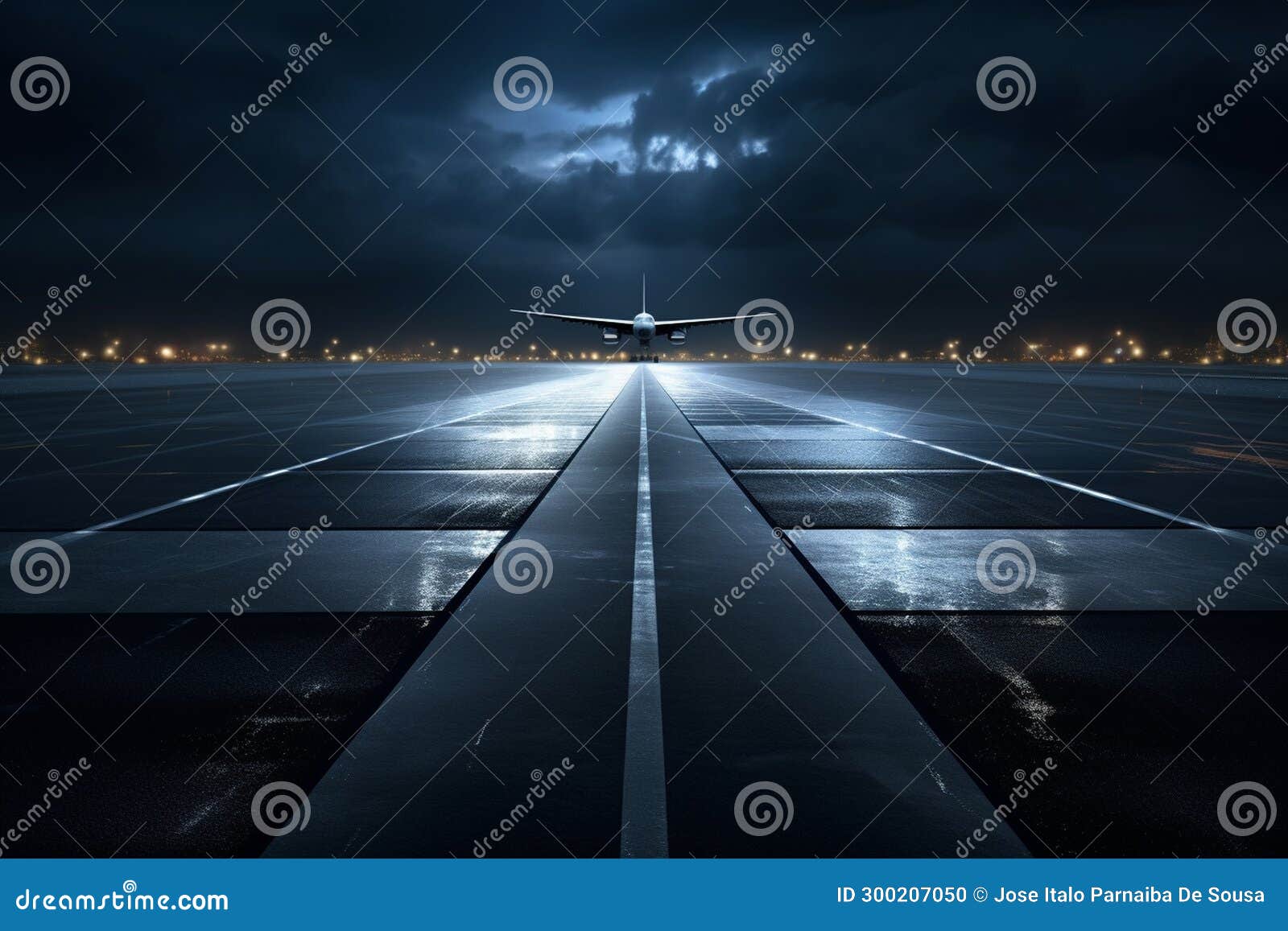 Explore a Futuristic Runway Where Runway Lights Stock Illustration ...
