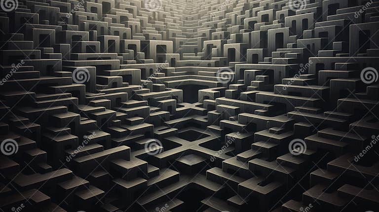 Explore a Geometric Labyrinth Design with Flat Textures, Abstract ...