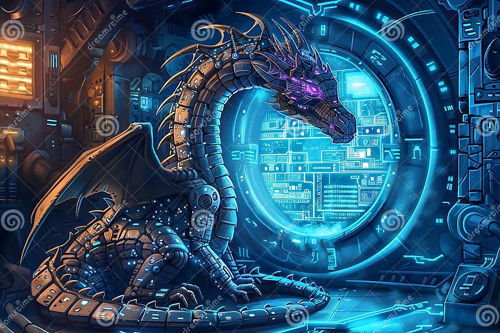 High-Tech Dragon with Futuristic Design and Advanced Technology Stock ...
