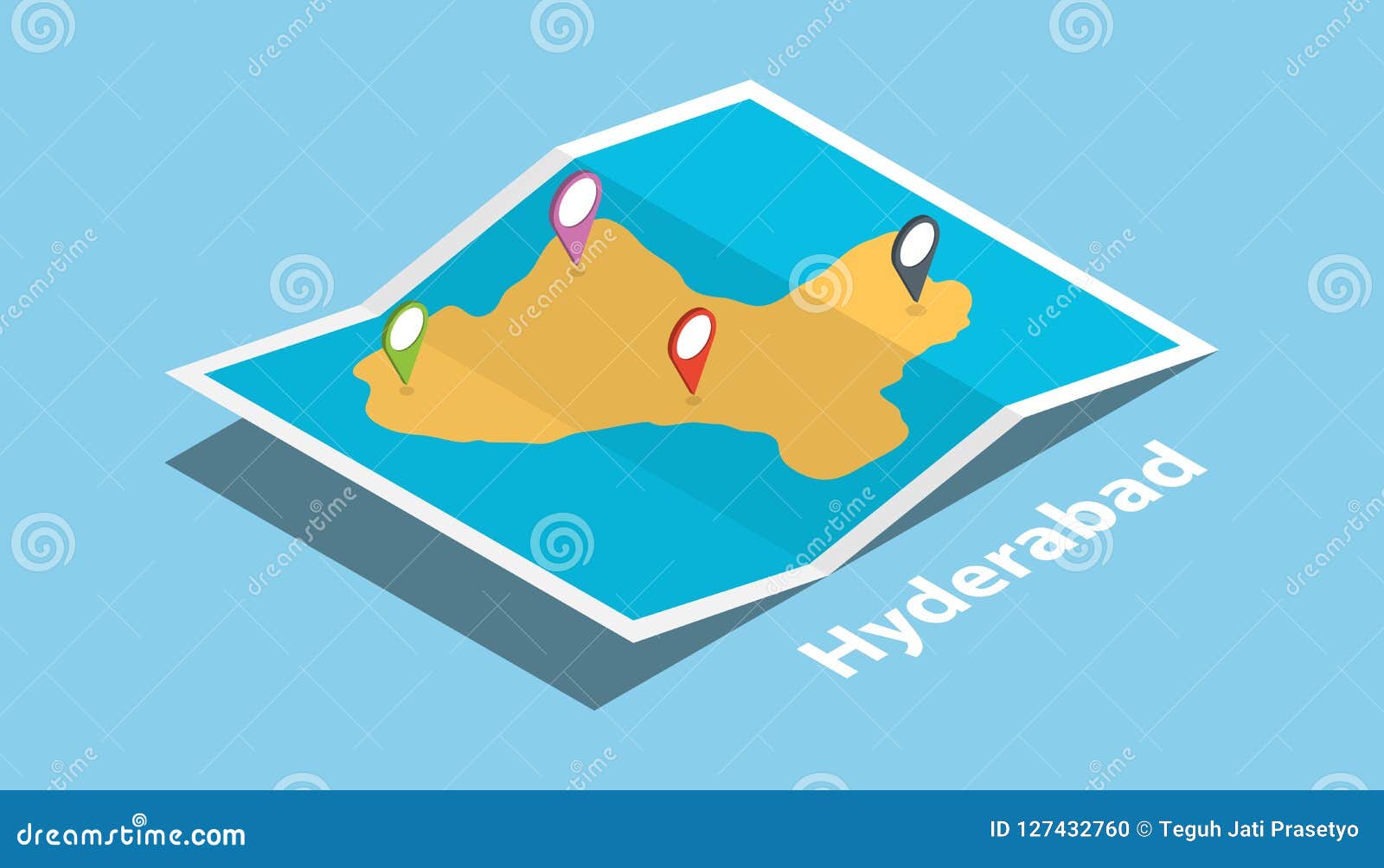 Explore Hyderabad Maps with Isometric Style and Pin Location Tag on Top ...