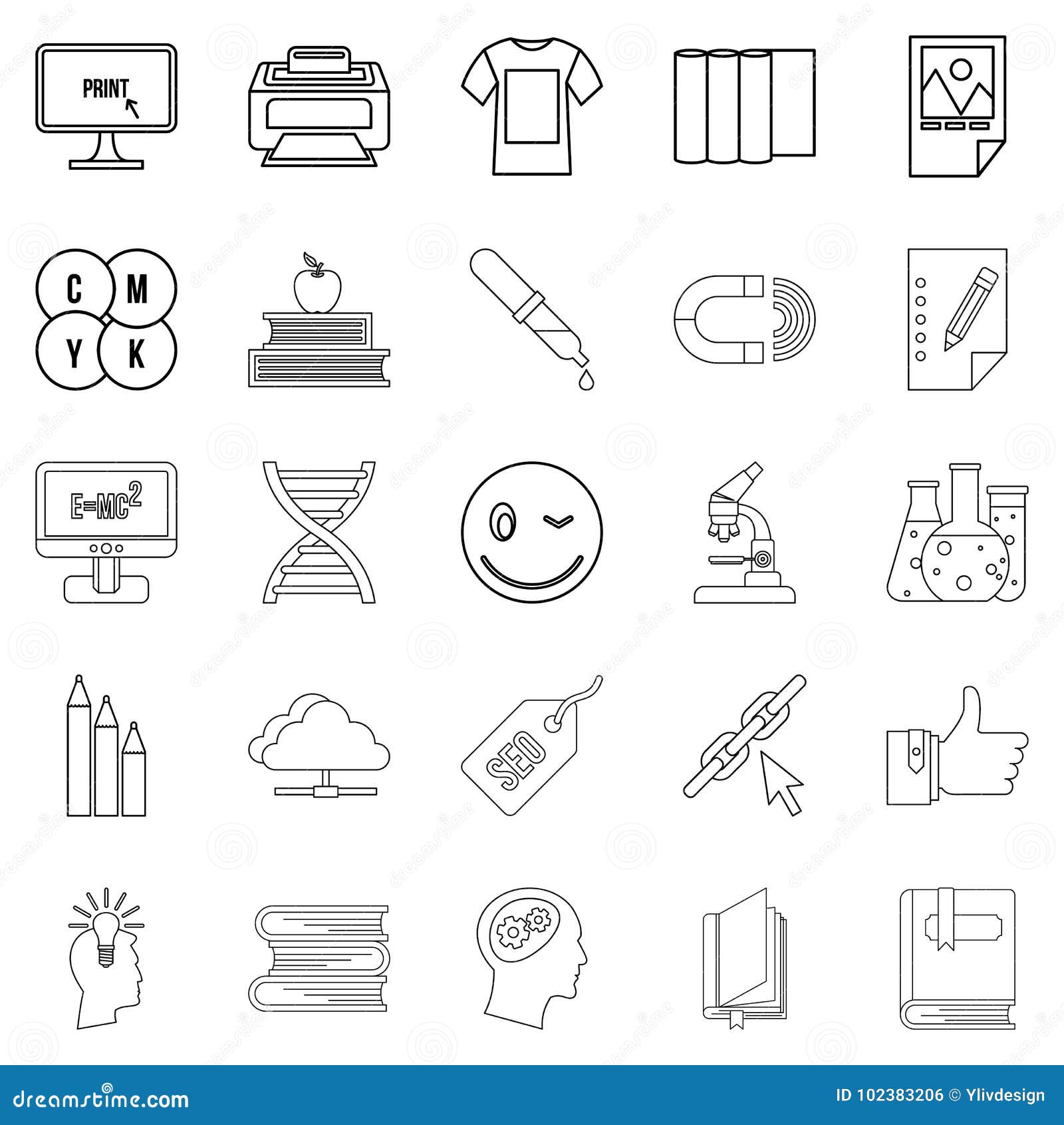 Explore Icons Set, Outline Style Stock Vector - Illustration of history ...