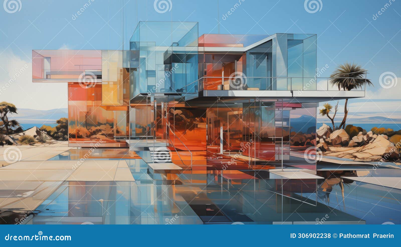 Explore the Idea of Perspective within the Holographic Landscape. Stock ...