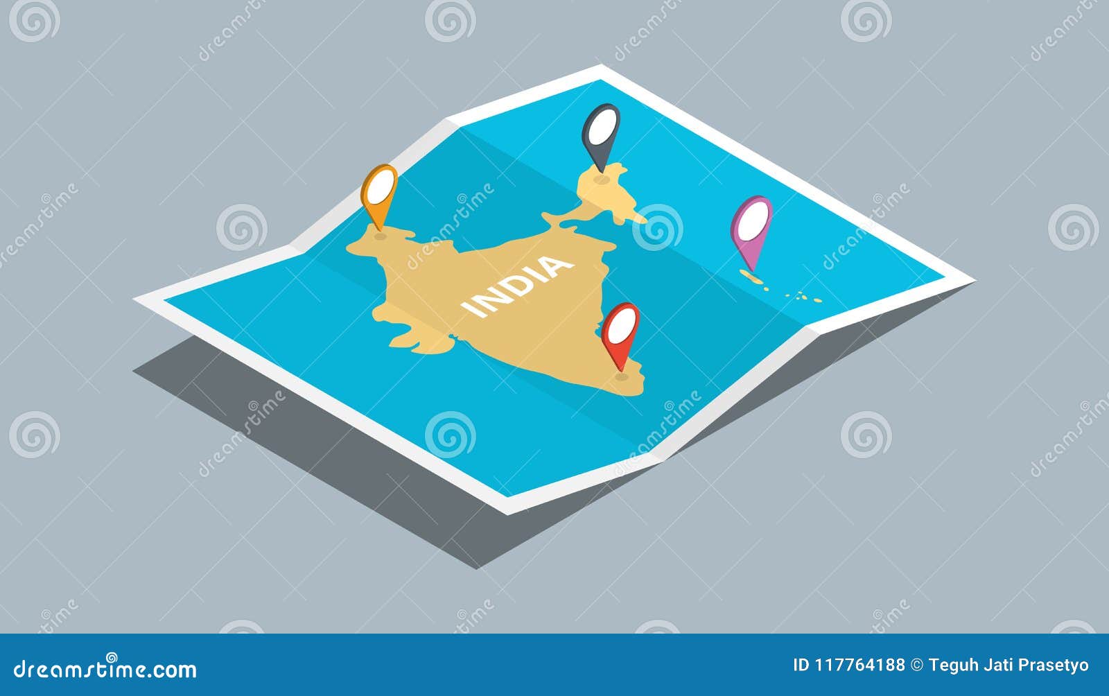 Explore India Maps with Isometric Style and Pin Location Tag on Top ...