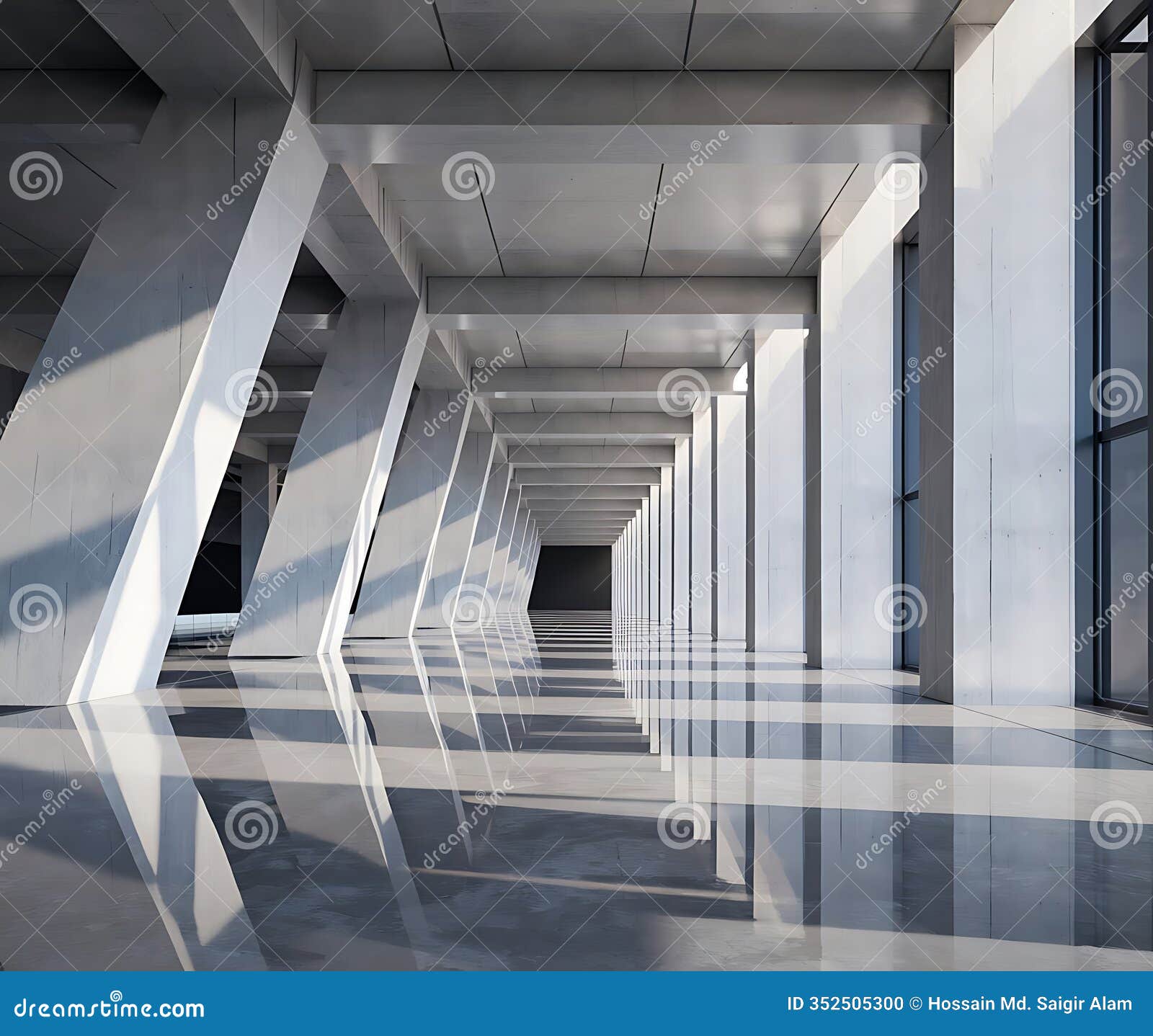 Innovative Concrete Structure with Geometric Patterns and Reflections ...