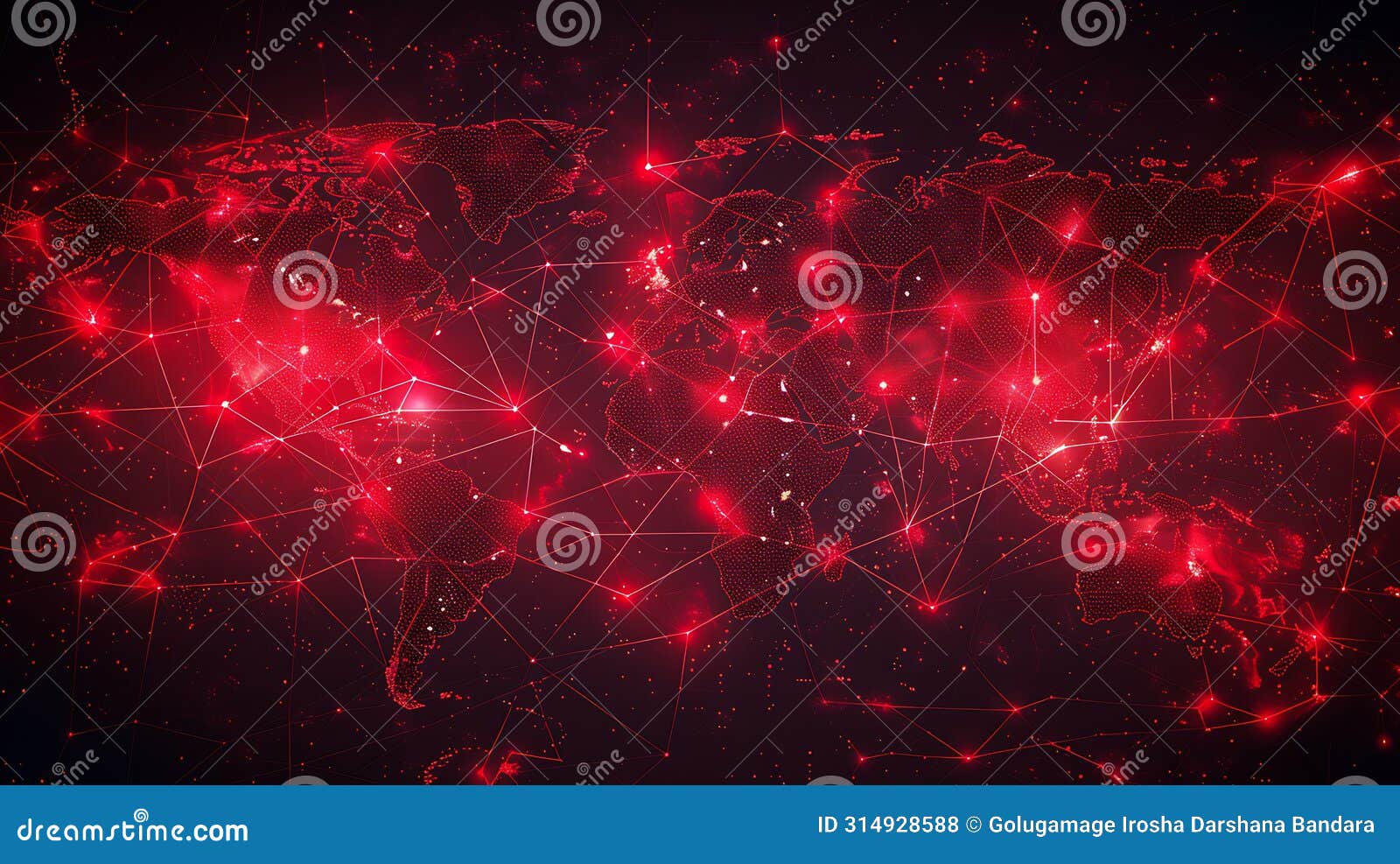 "Global Network Connection: Red Colored World Map Illustration" Stock ...