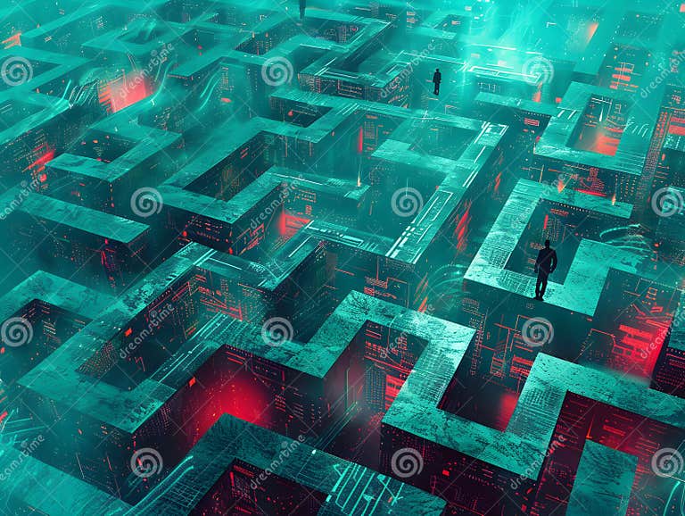 Digital Labyrinth: Abstract Background with Intricate Geometric ...