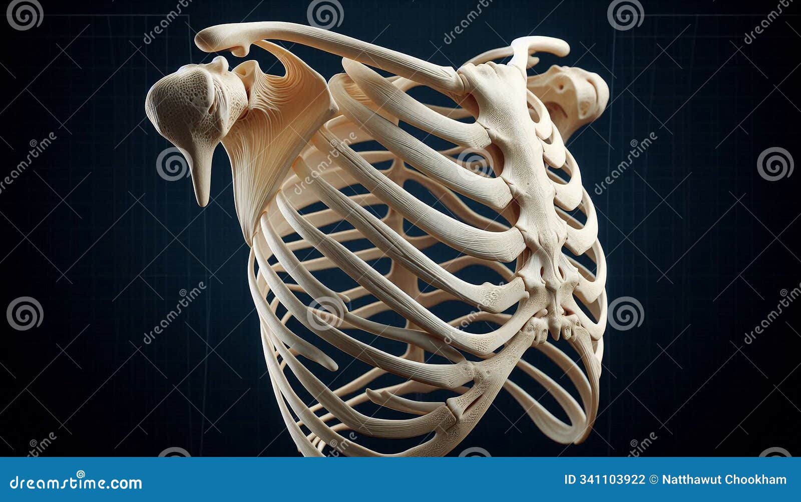 Detailed Human Rib Cage and Shoulder Structure Stock Illustration ...