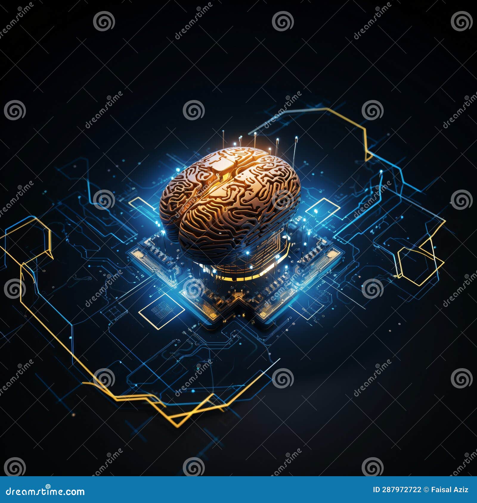 Human Brain and AI Merge: Fascinating Integration Stock Illustration ...