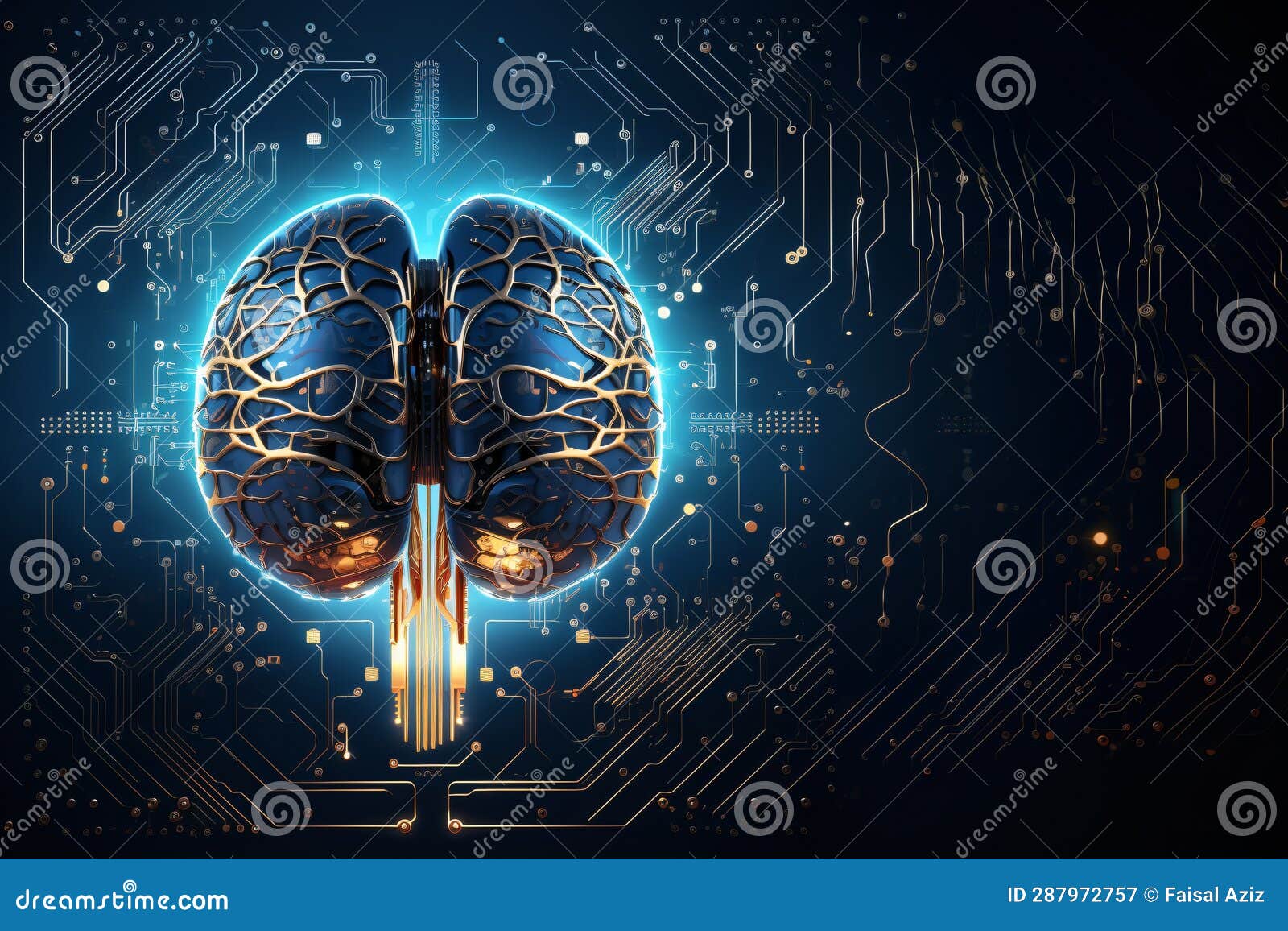 Human Brain and AI Merge: Fascinating Integration Stock Illustration ...