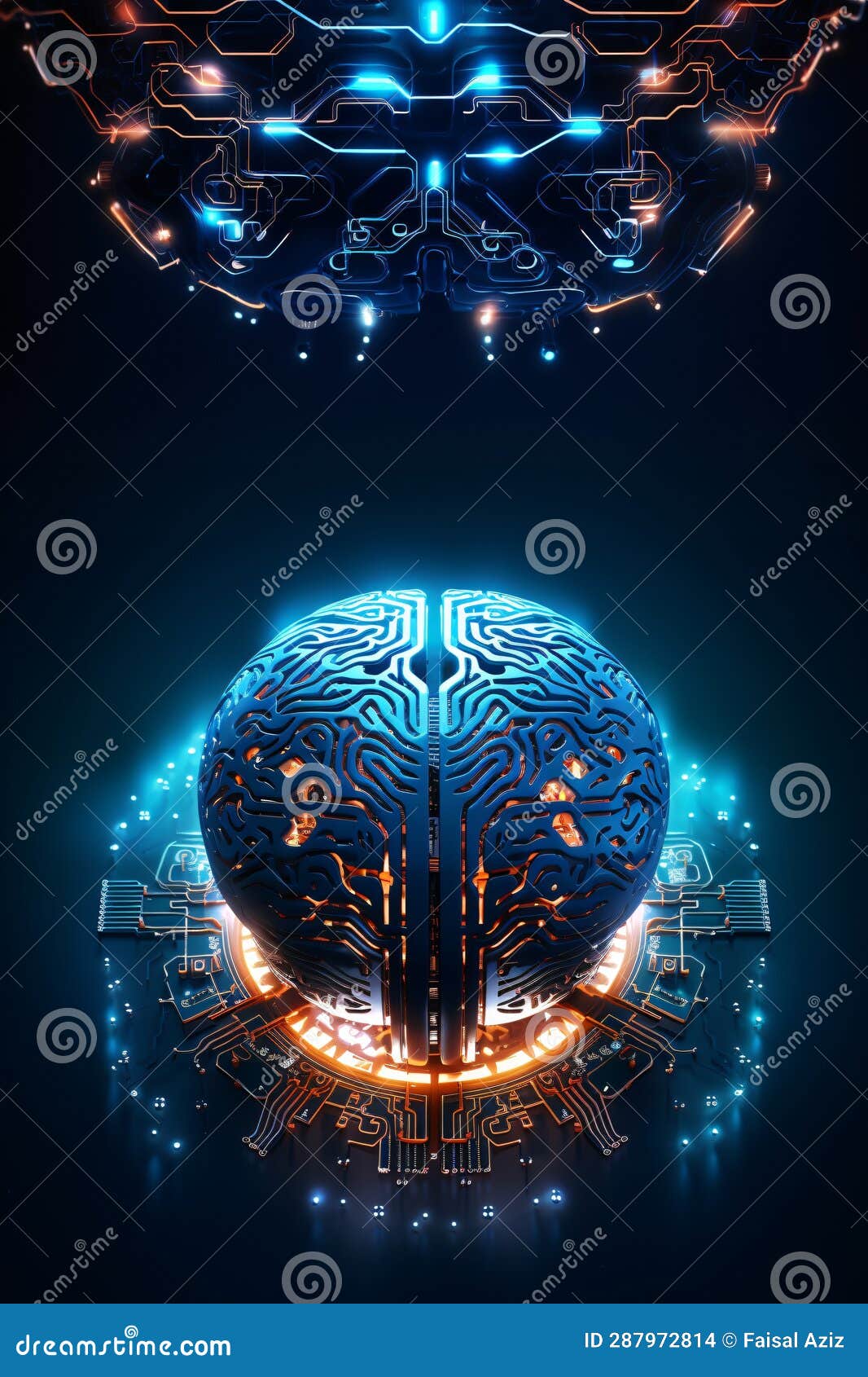 Human Brain and AI Merge: Fascinating Integration Stock Illustration ...