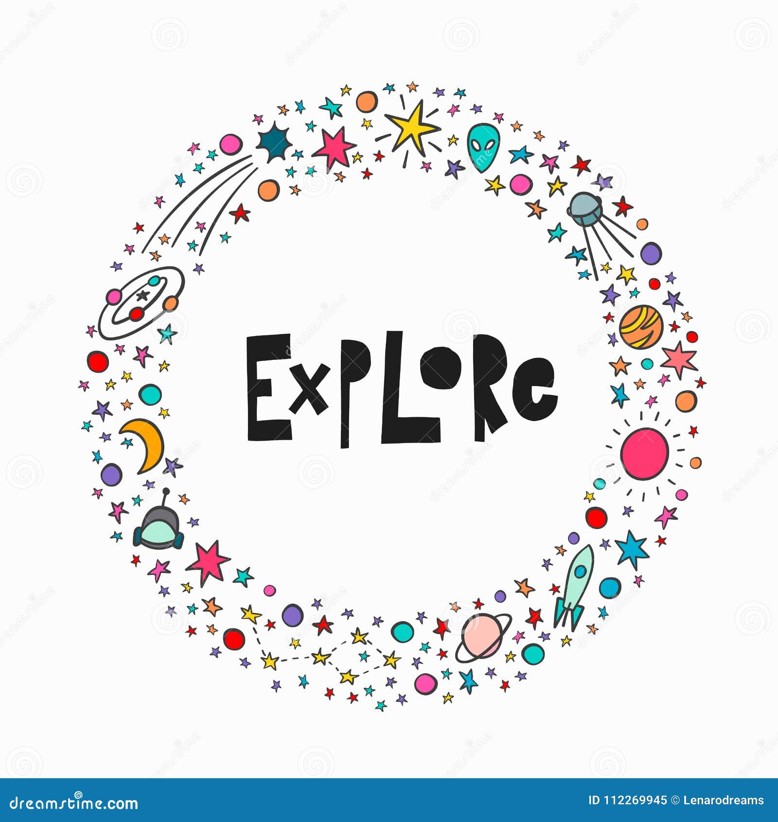 Explore Las Letras De La Cita Del Marco Del Universo Del Espacio Stock ...