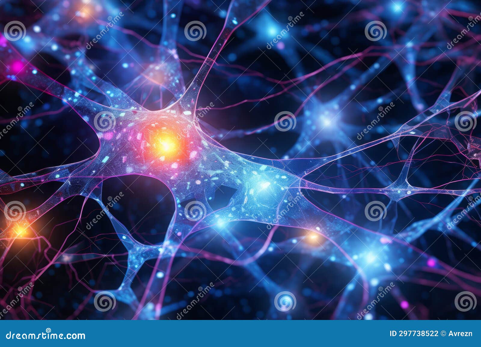 Intricate Dance of Illuminated Neurons, Generative AI Stock ...