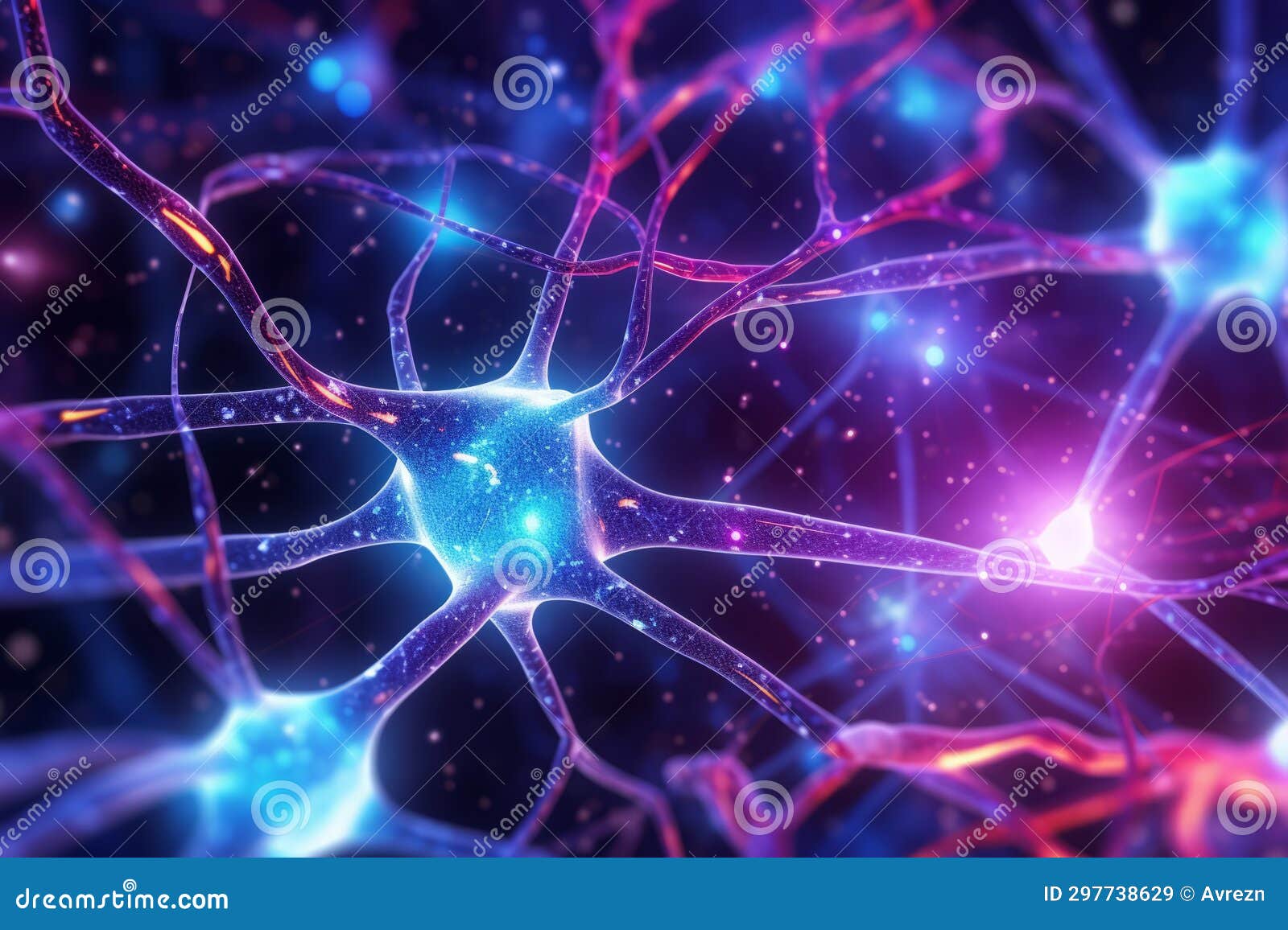 Intricate Dance of Illuminated Neurons, Generative AI Stock ...