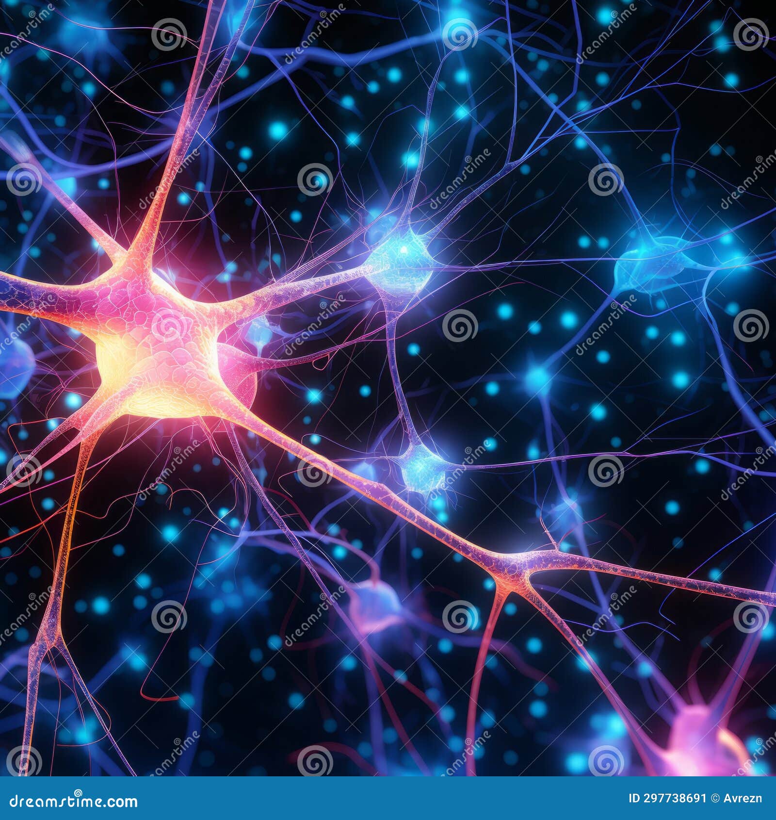 Intricate Dance of Illuminated Neurons, Generative AI Stock ...