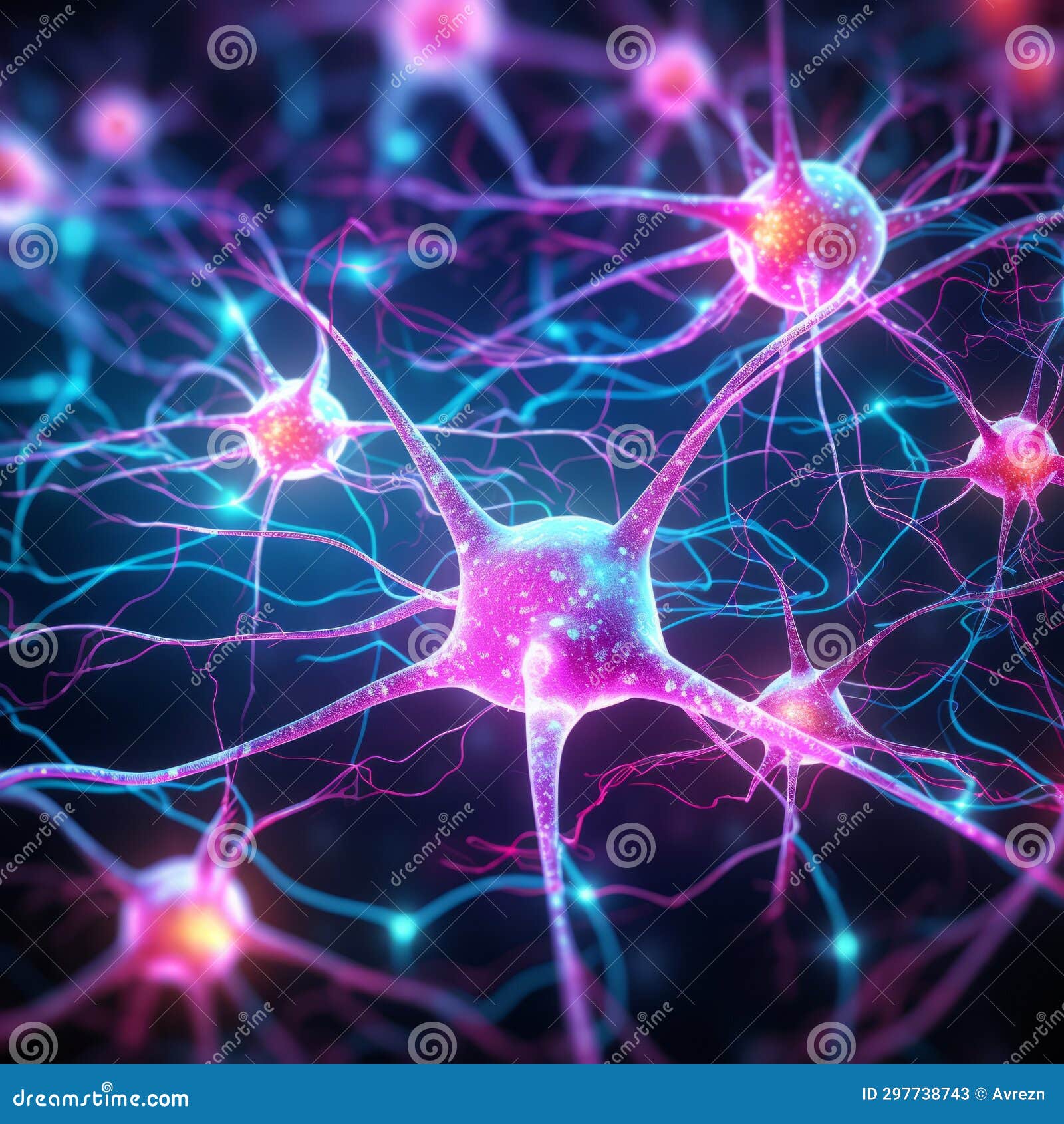 Intricate Dance of Illuminated Neurons, Generative AI Stock ...