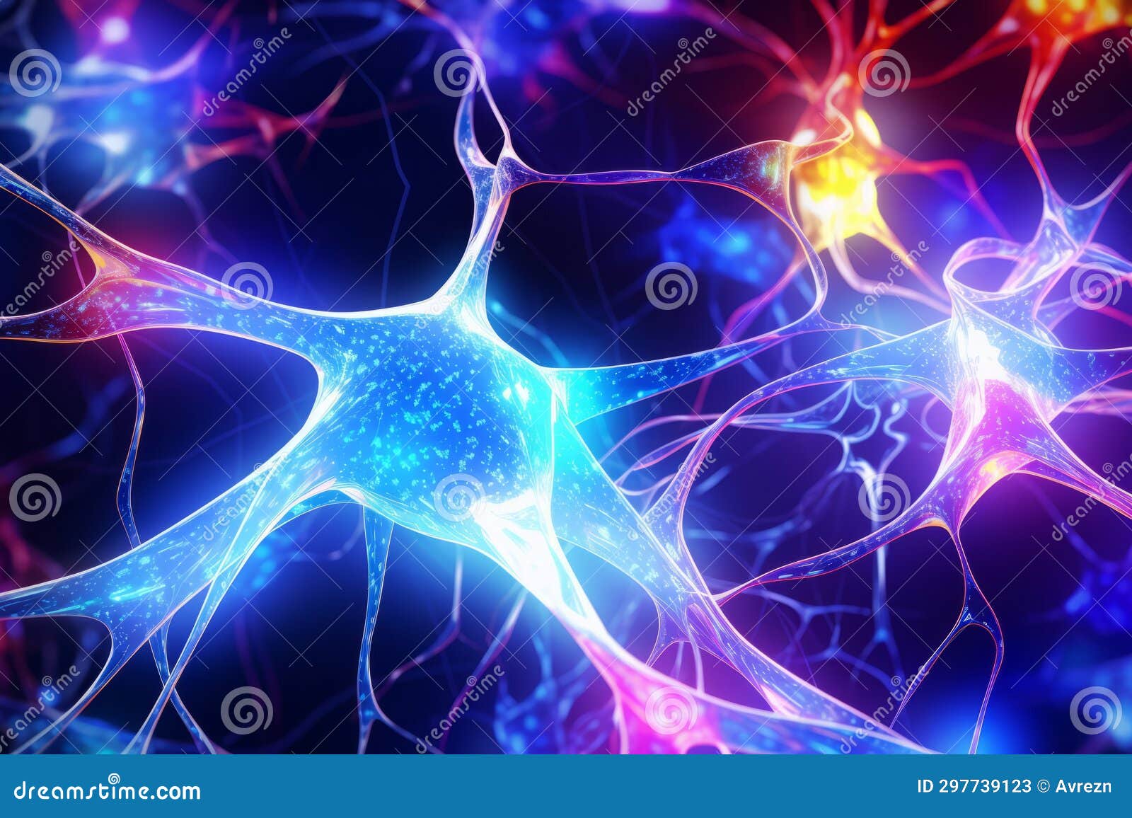 Intricate Dance of Illuminated Neurons, Generative AI Stock ...