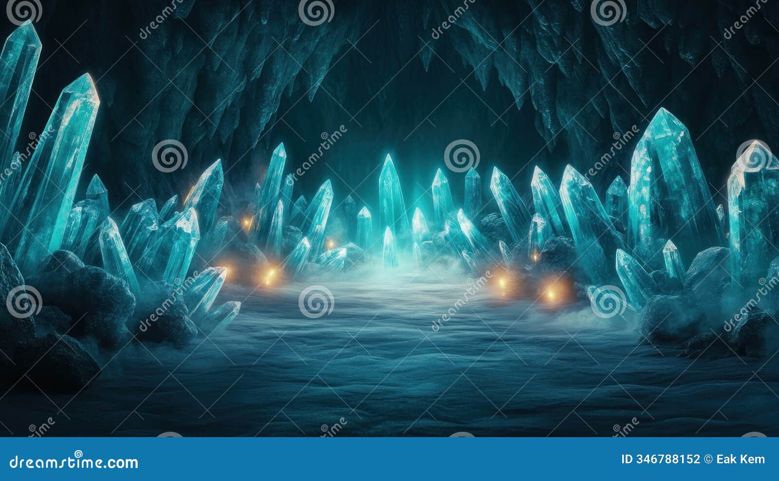 Explore a Mesmerizing Maze of Glowing, Cyan Crystals Deep within a ...