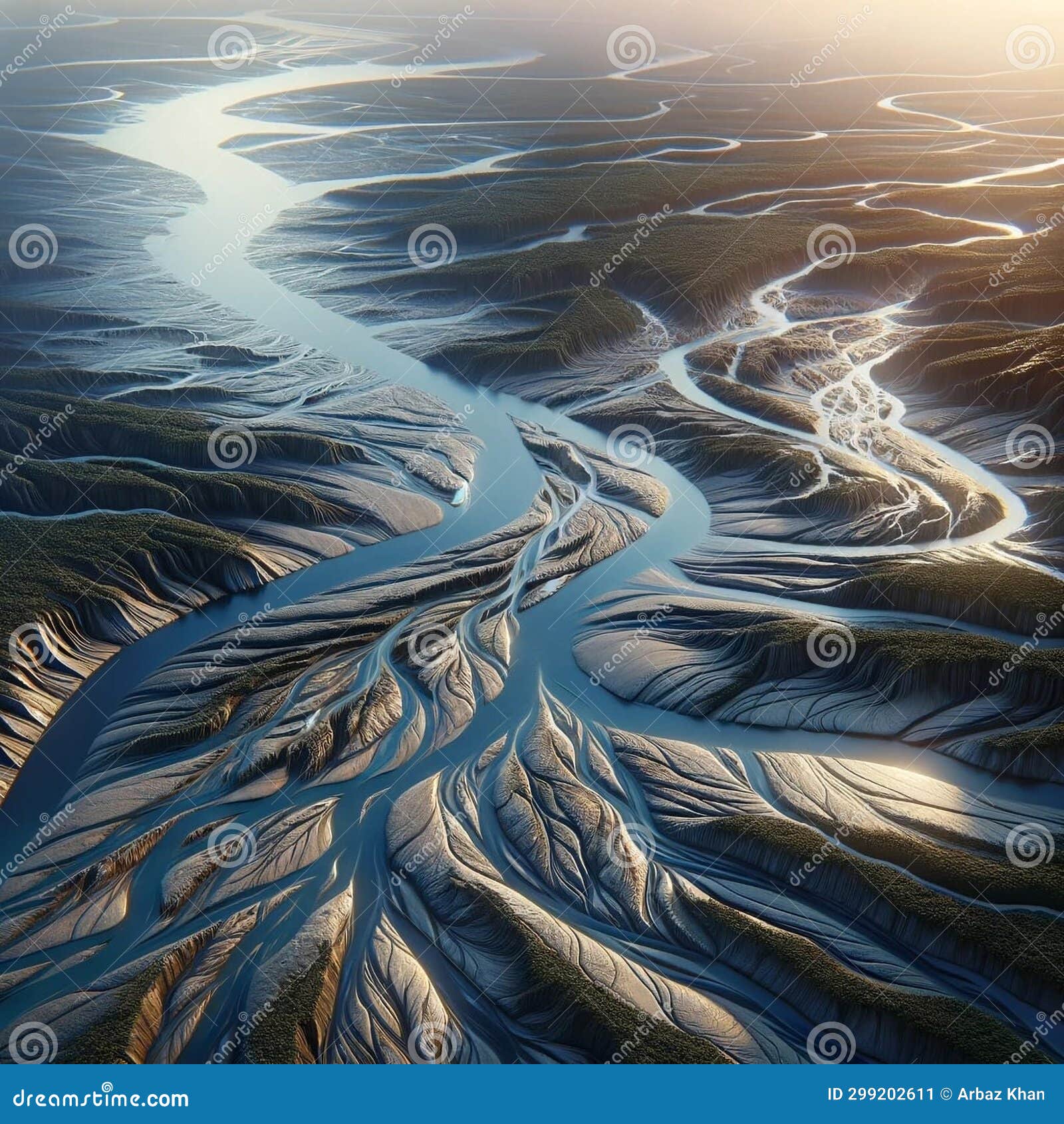 A River Delta with Intricate Channels and Mudflats. Landscape ...