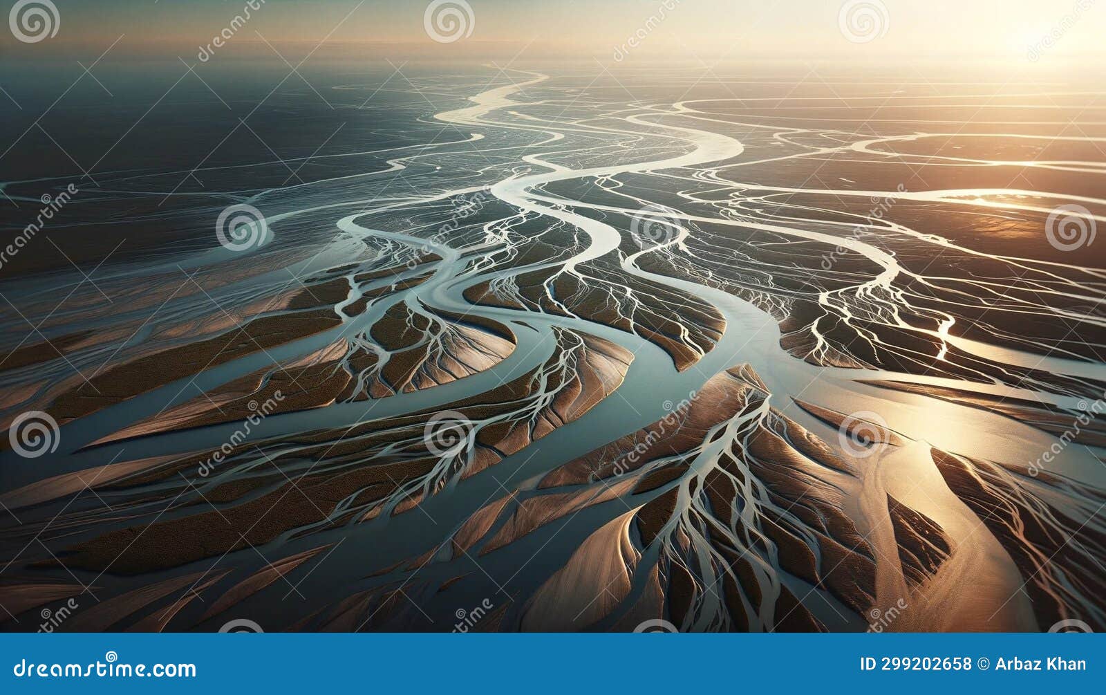 A River Delta with Intricate Channels and Mudflats. Landscape ...