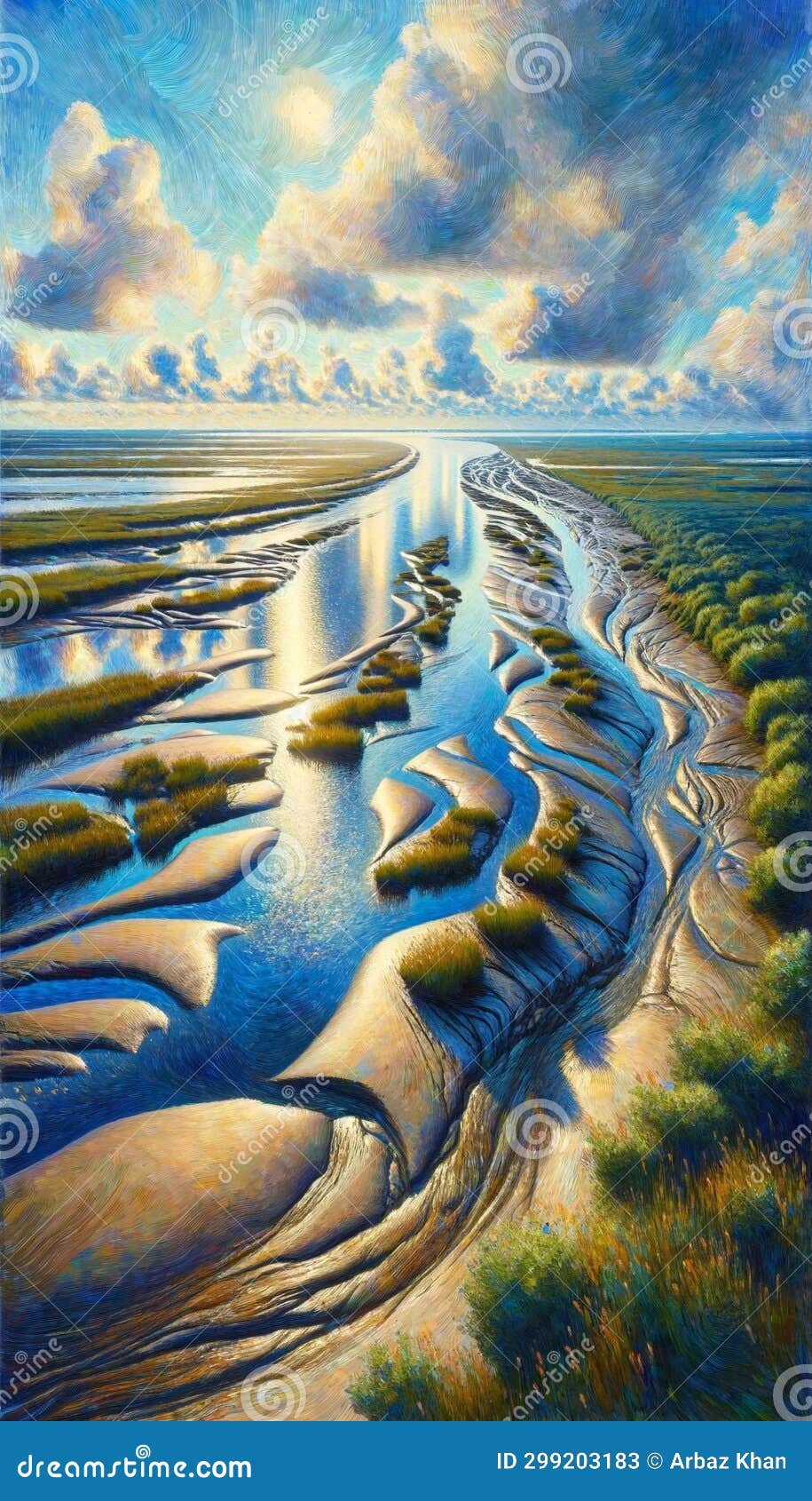 A River Delta with Intricate Channels and Mudflats. Landscape, Nature ...