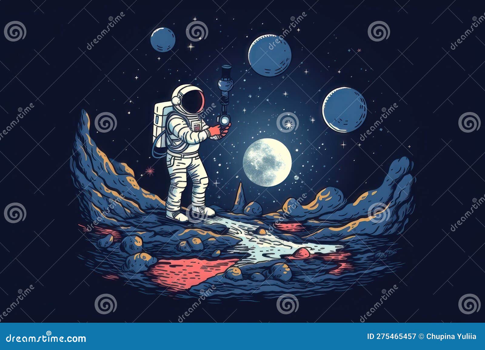 Explore the Moon. AI Generated Stock Illustration - Illustration of ...