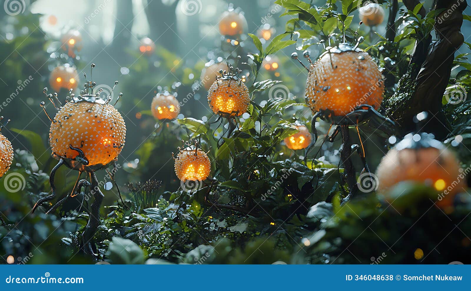 Explore a Mystical Forest of Enchanted Trees Bearing Glowing Fruit that ...