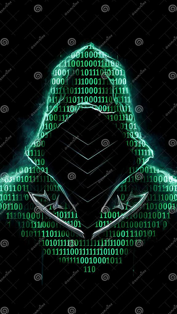 Neon Assassin: Binary Cloak Art Stock Illustration - Illustration of ...