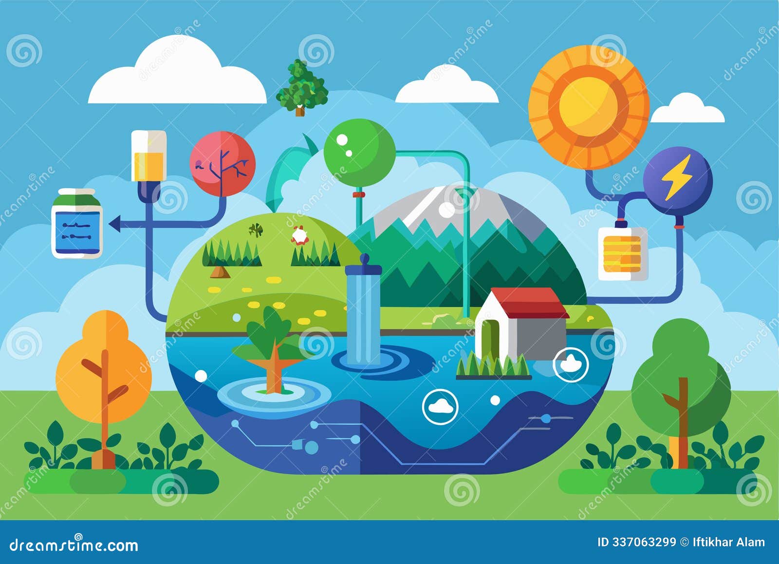 Explore The Nitrogen Cycle With A Colorful Flat Illustration Detailing ...