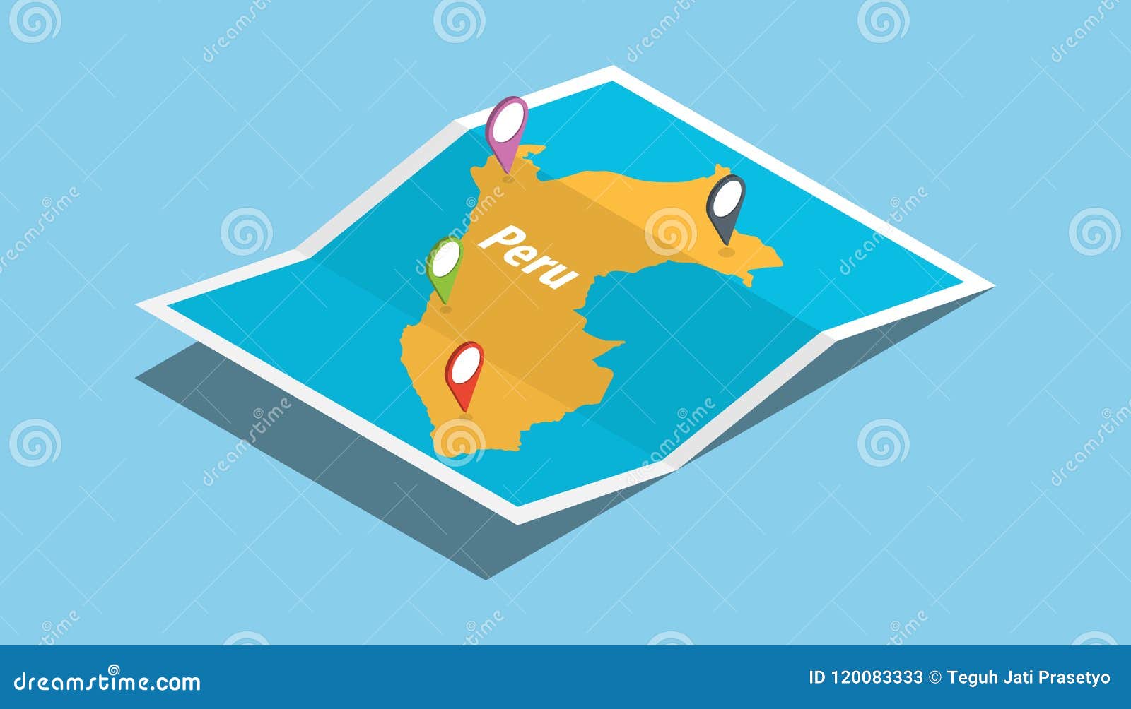 Explore Peru Maps with Isometric Style and Pin Location Tag on Top ...