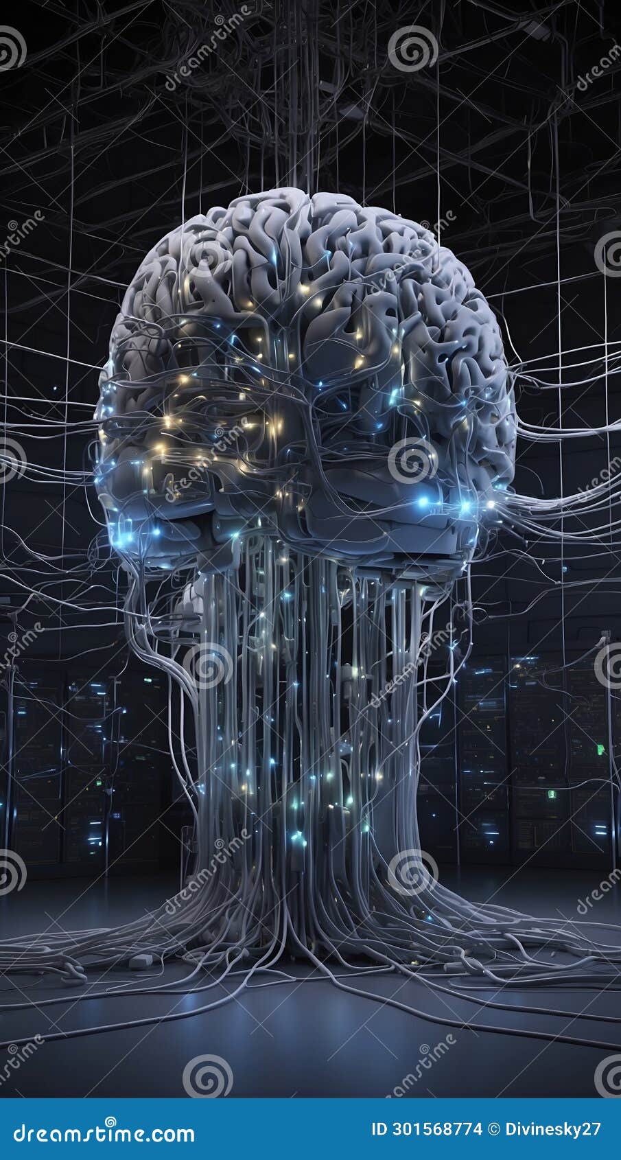 Quantum Neurons: Illuminating the Data Center Cortex. AI Generate Stock ...