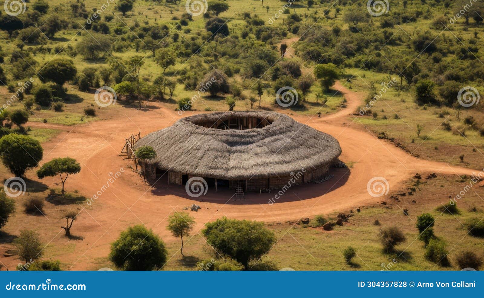 Cultural Haven: Authentic African Round Hut in Vibrant Artistry Stock ...