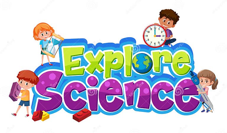 Explore Science Logo with Different Kids Isolated Stock Vector ...