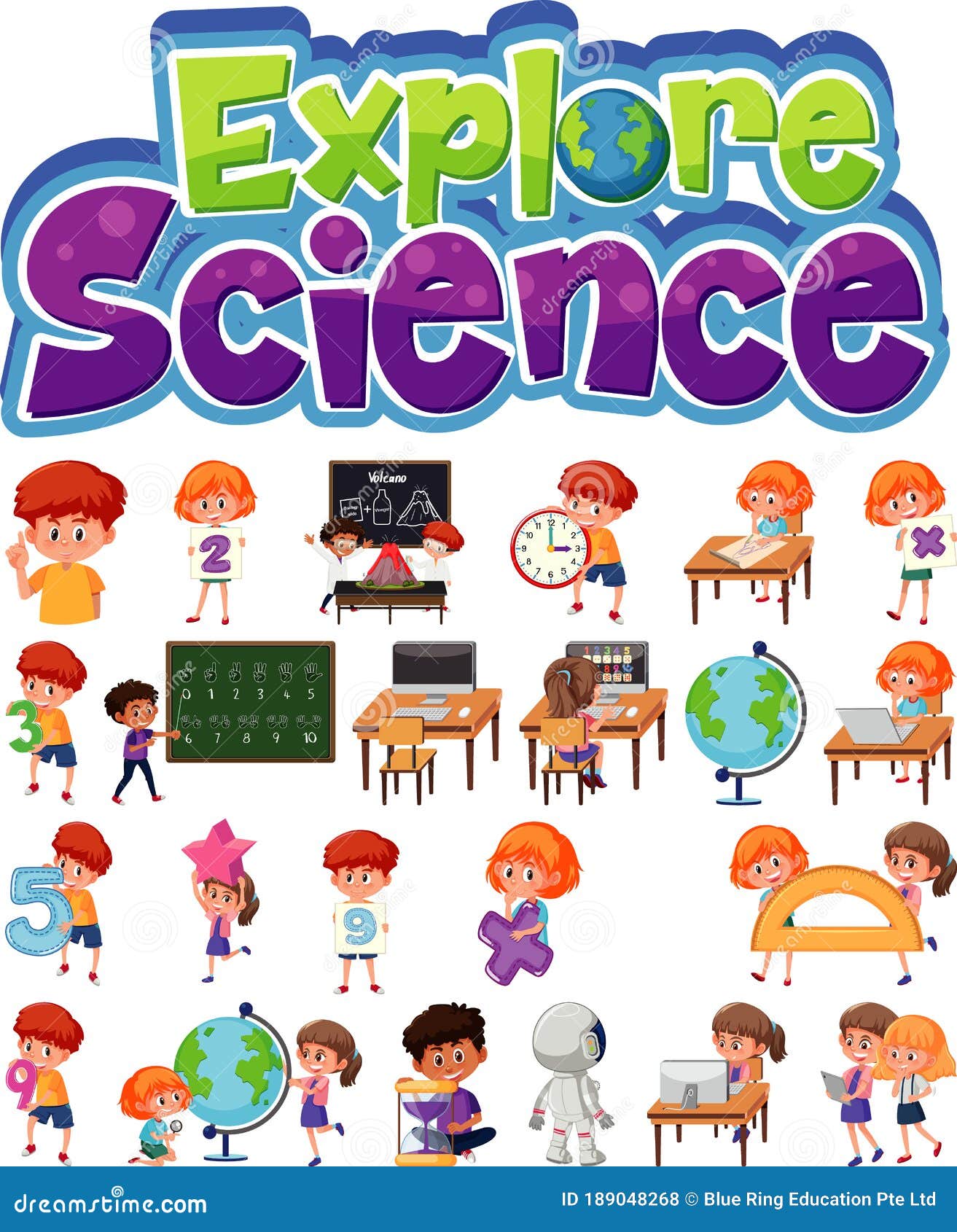 Explore Science Word Abstract Thin Line Vector Illustration Set With ...